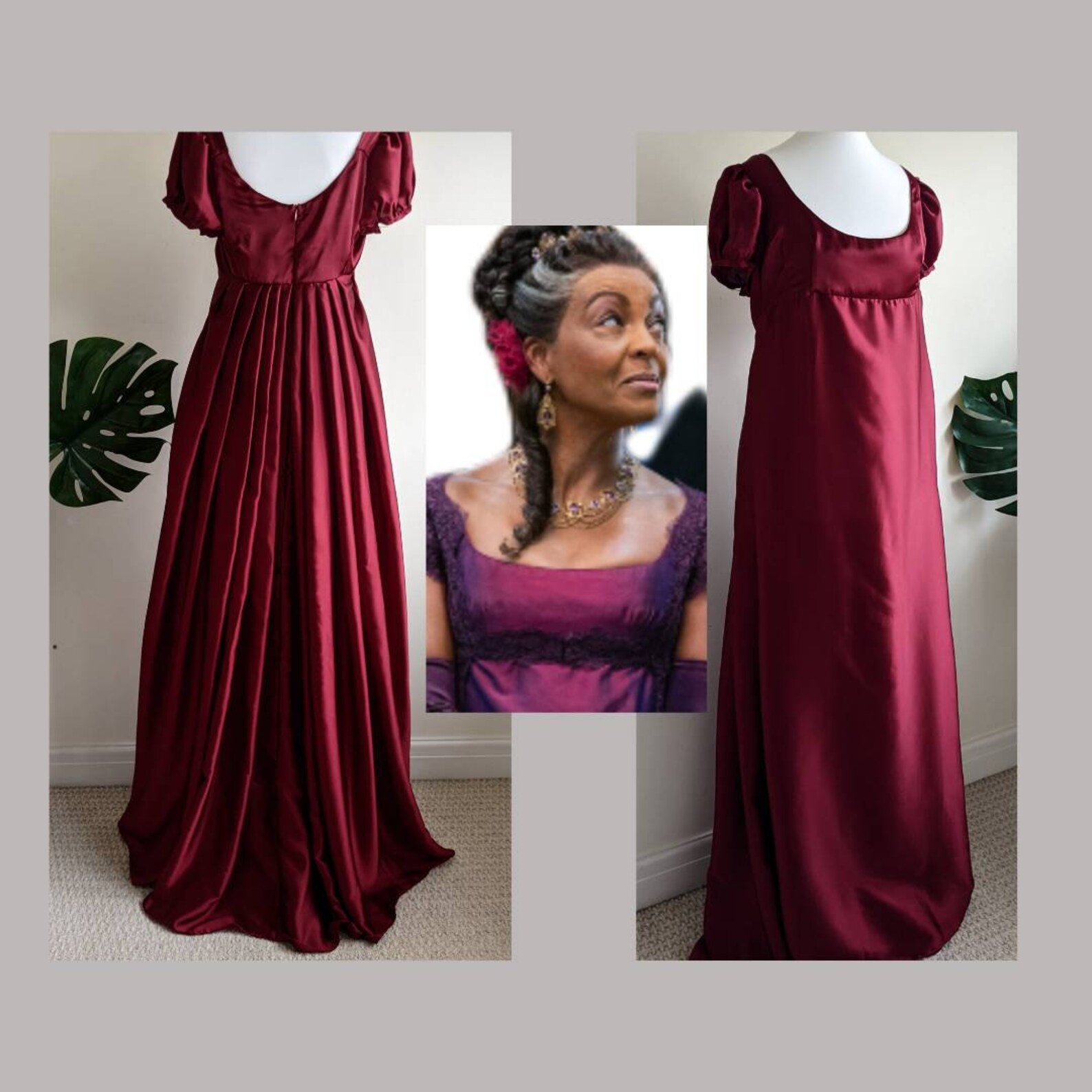 Bridgerton Satin Gown Regency Empire Regencycore Dress Kate - Etsy UK