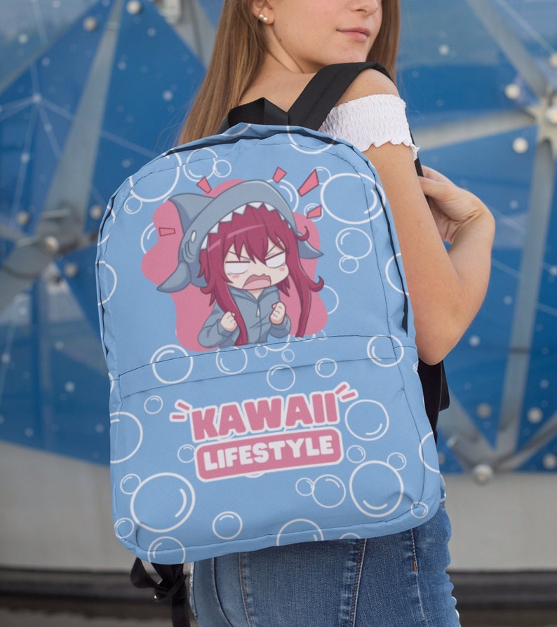 Kawaii Lifestyle Anime Shark Girl Backpack unisex Fabric - Etsy