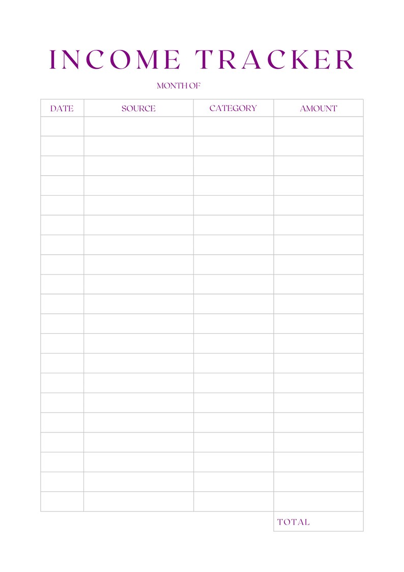 Income Tracker Budget Planner Templates Financial Savings - Etsy