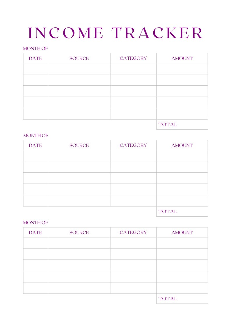 Income Tracker Budget Planner Templates, Financial Savings Tracker ...