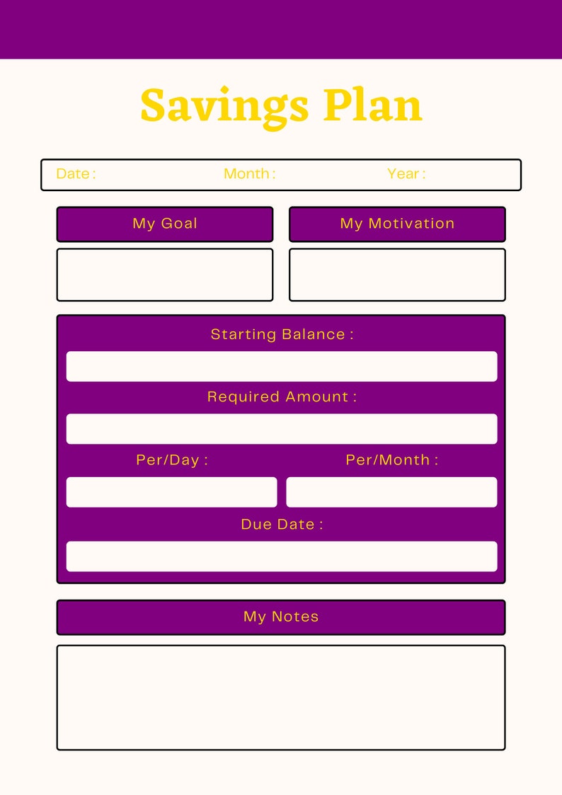 Saving Planner Budget Planner Templates Financial Savings - Etsy