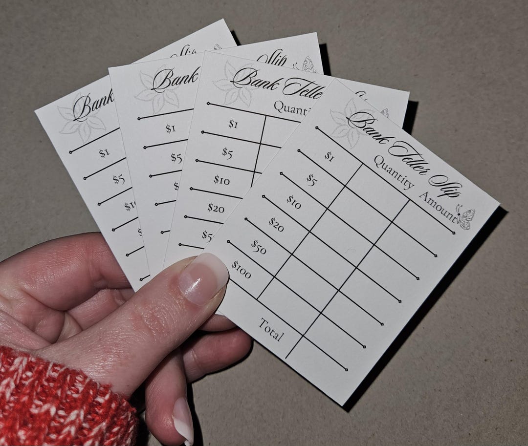 Bank Teller Slips - Printable Instant Download - Different ...
