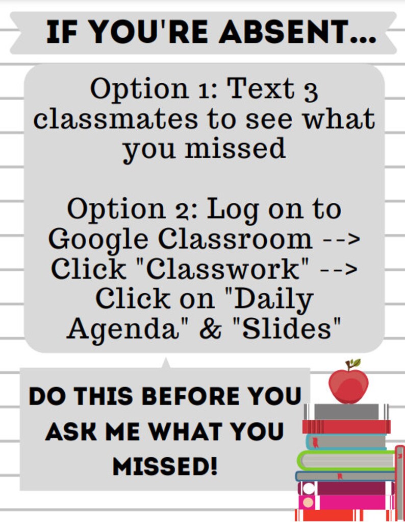 Editable Classroom Poster If You're Absent... - Etsy