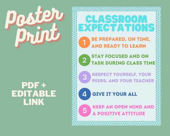 Classroom Expectations Poster - Etsy