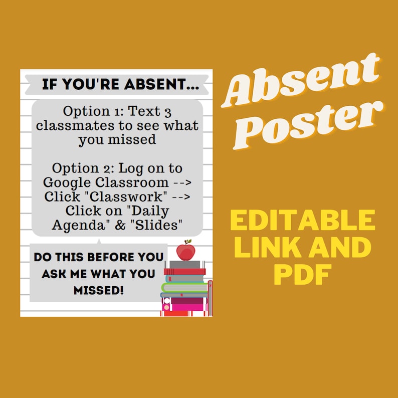 Editable Classroom Poster - If You're Absent... - Etsy