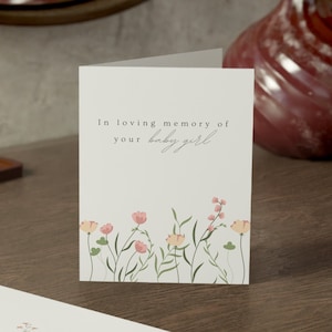 Printable Baby Loss Card, Memory of Baby Girl Sympathy Card ...