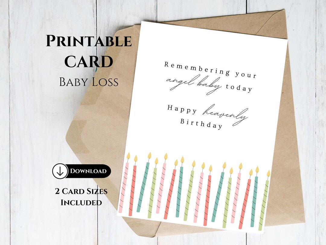 Printable Baby Loss Card, Baby Loss Anniversary Birthday, Bereavement ...