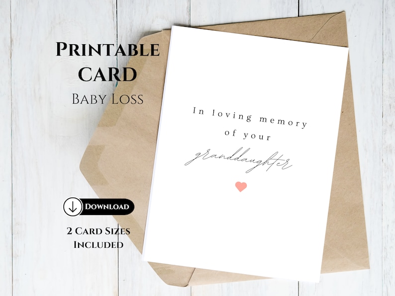 Printable Baby Loss Card, in Memory of Granddaughter, Sympathy ...