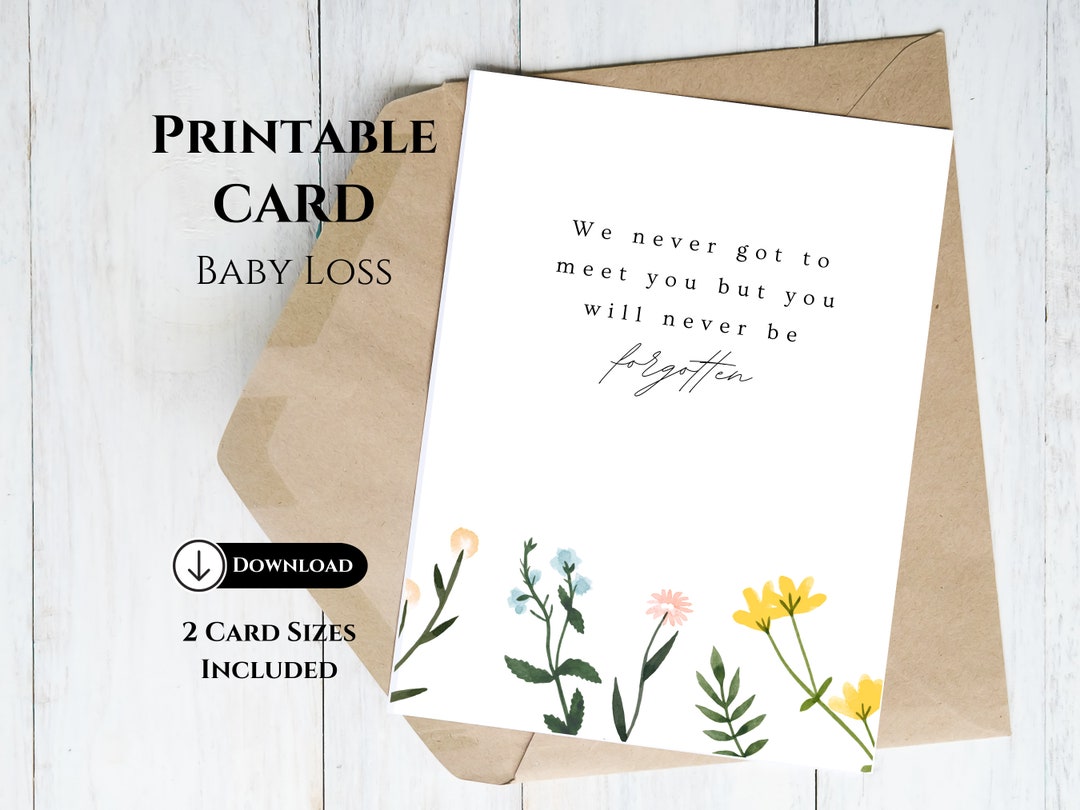 Printable Baby Loss Card, Never Forgotten Sympathy Card, Bereavement ...