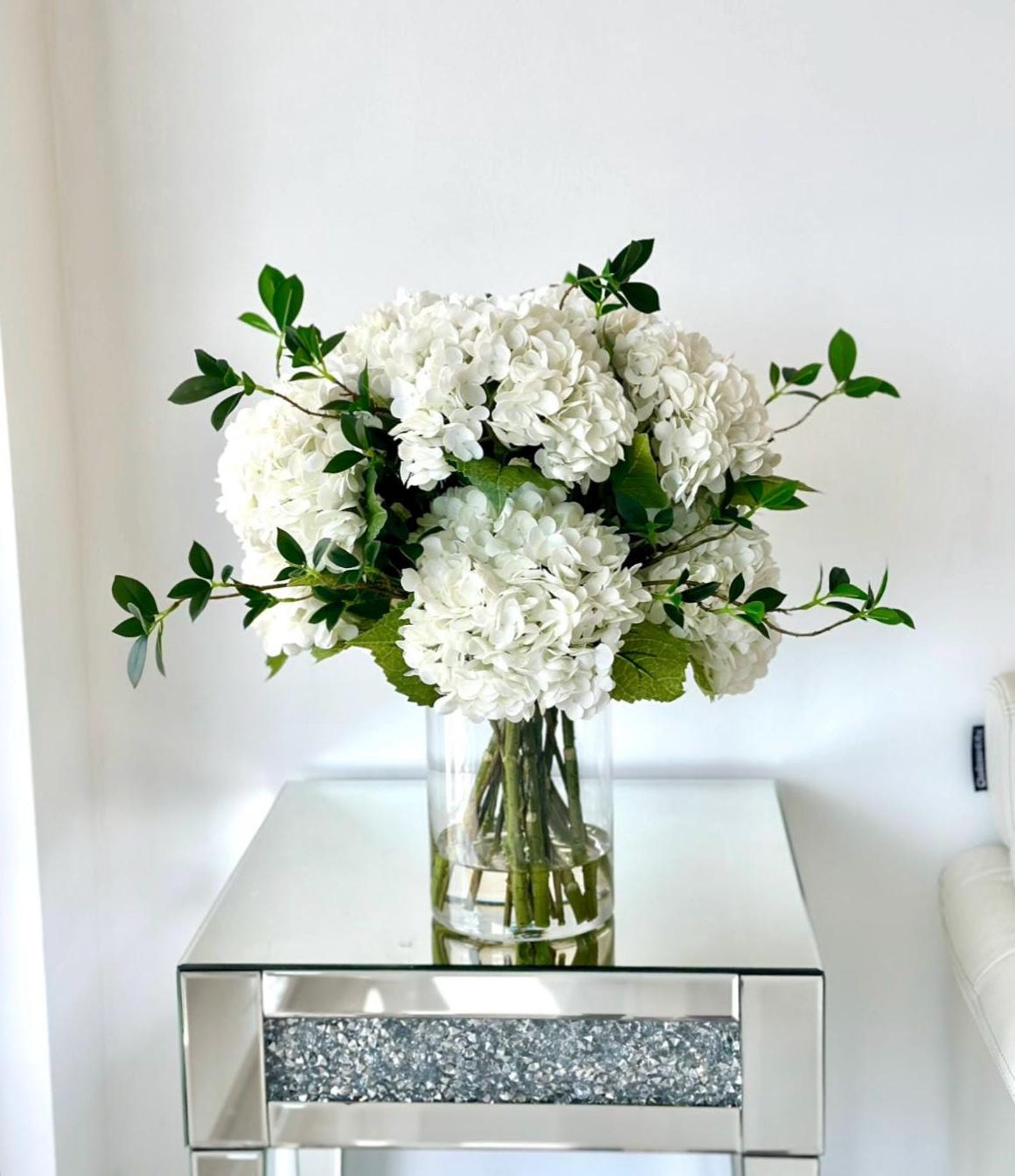 Luxury Real Touch White Hydrangea Centerpiece: Elegant Floral ...