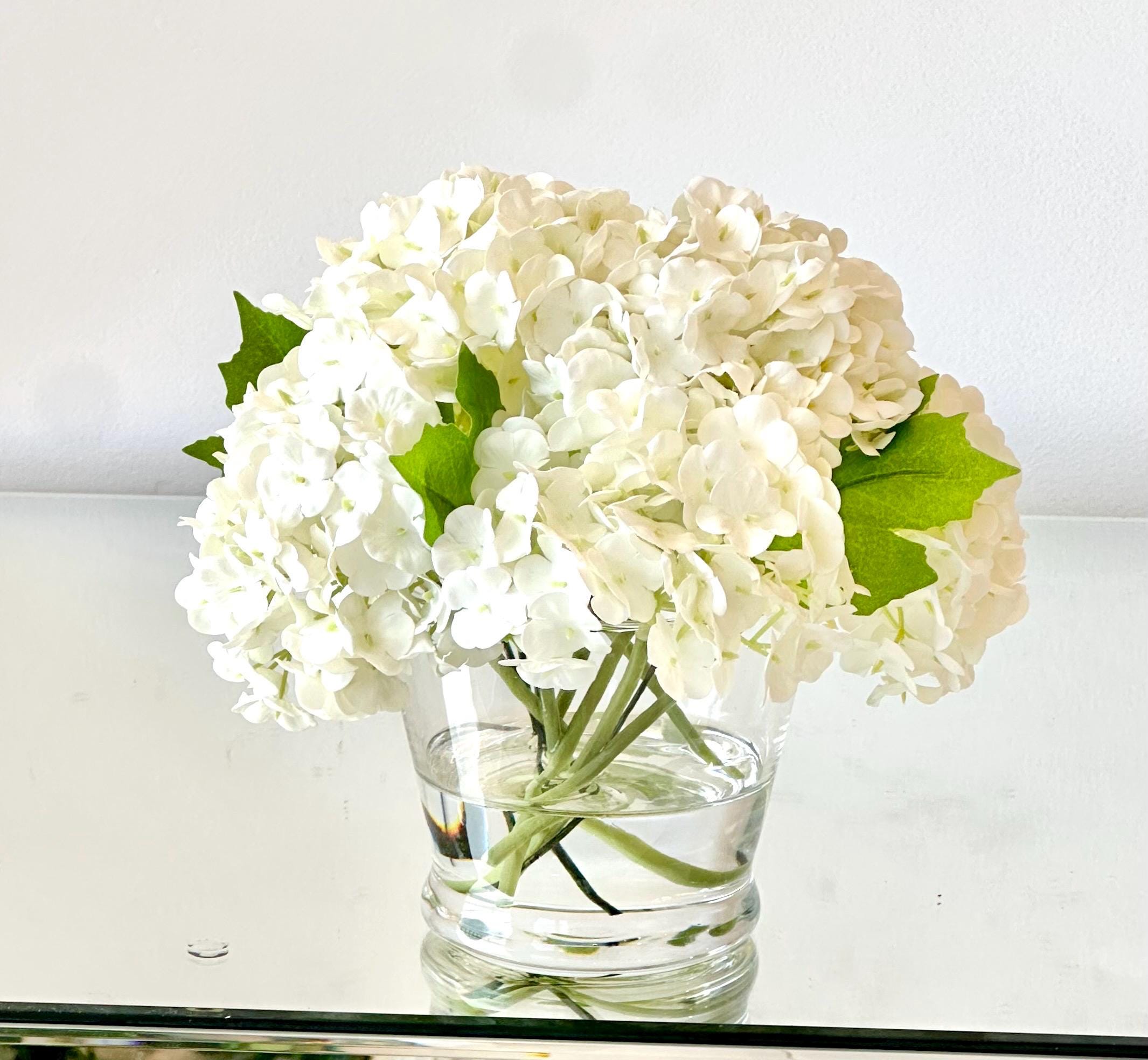 Real Touch White Hydrangea Arrangement: Faux Floral Centerpiece in ...