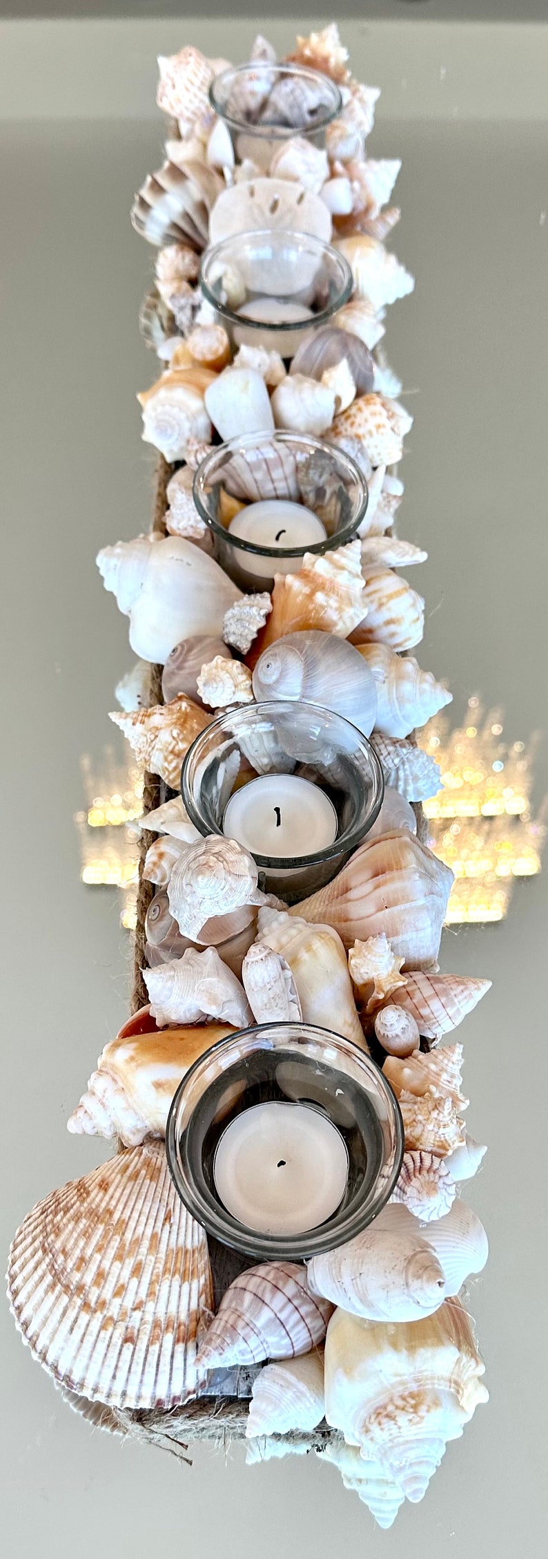 Long Seashell Candleholder, Seashell Centerpiece, Nautical Home Decor ...