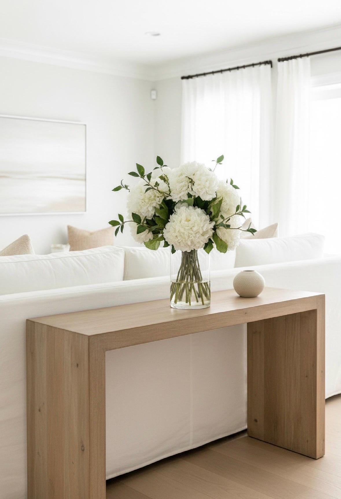 Luxury Real Touch White Hydrangea Centerpiece: Elegant Floral ...