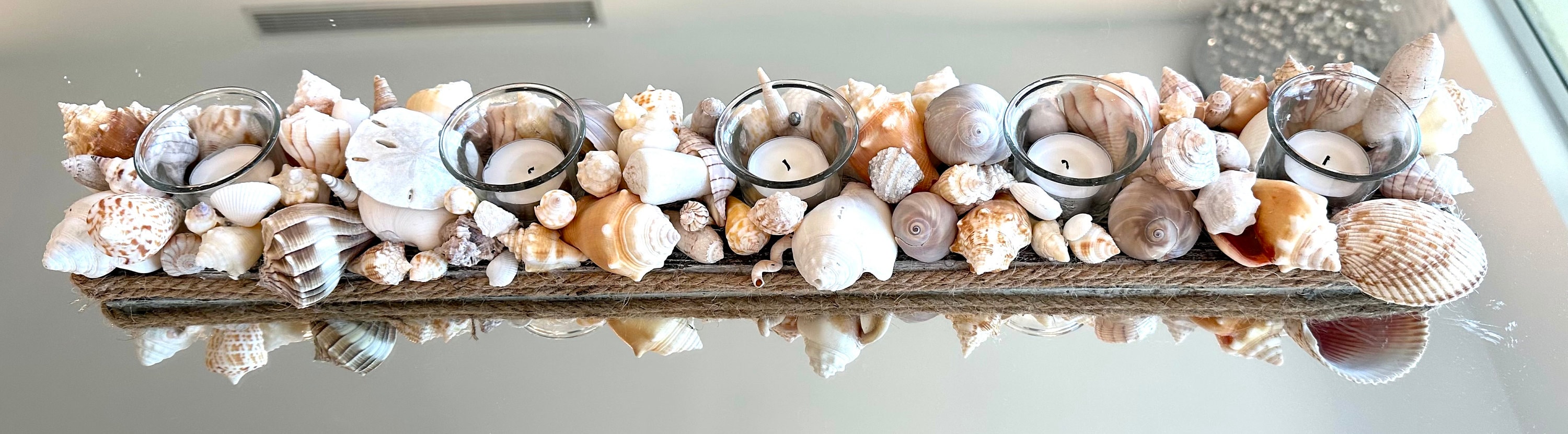 Long Seashell Candleholder, Seashell Centerpiece, Nautical Home Decor ...