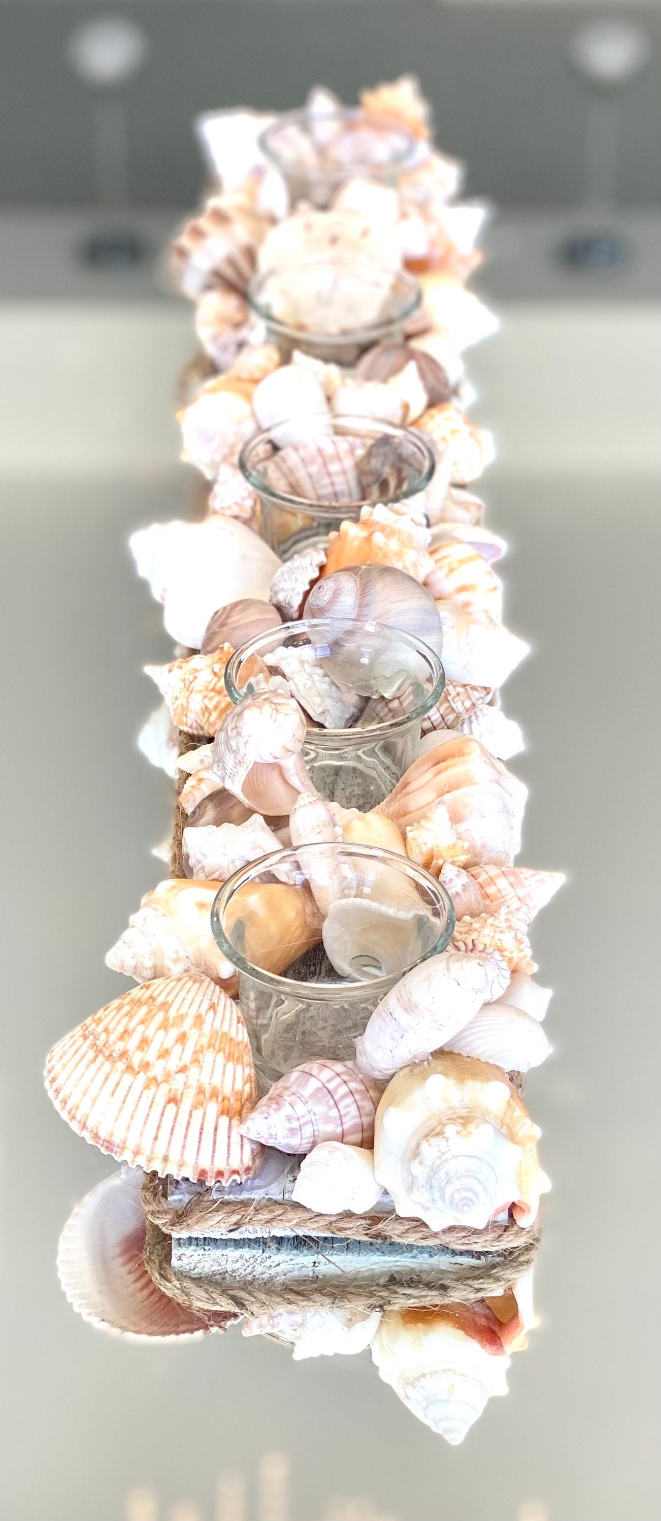 Long Seashell Candleholder, Seashell Centerpiece, Nautical Home Decor ...