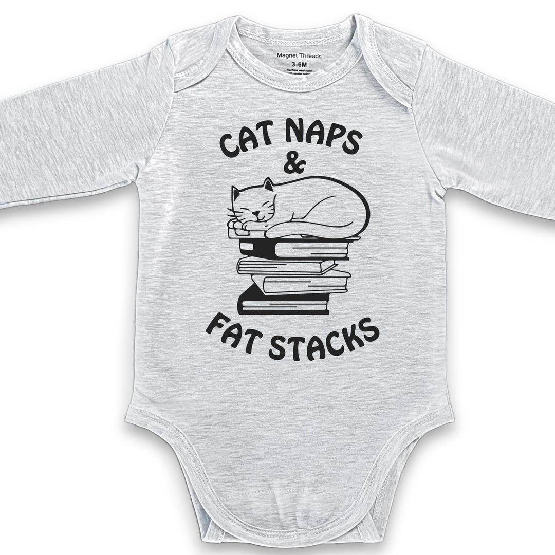Cat Naps & Fat Stacks Organic Cotton Baby Bodysuit - Magnetic Snap ...