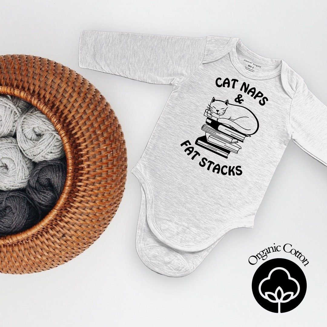 Cat Naps & Fat Stacks Organic Cotton Baby Bodysuit - Magnetic Snap ...