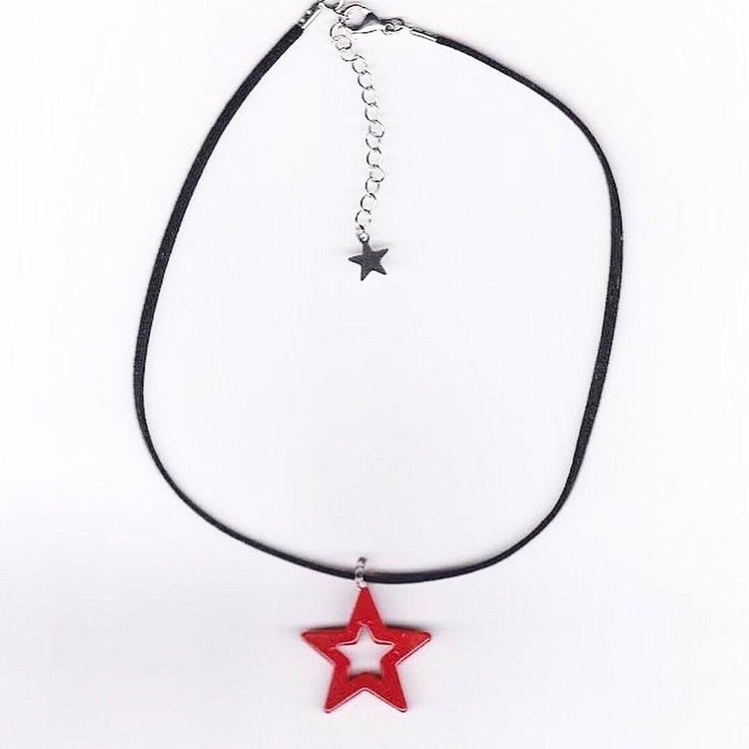 Lampwork Red Star Pendant Necklace on Leather Cord - Etsy