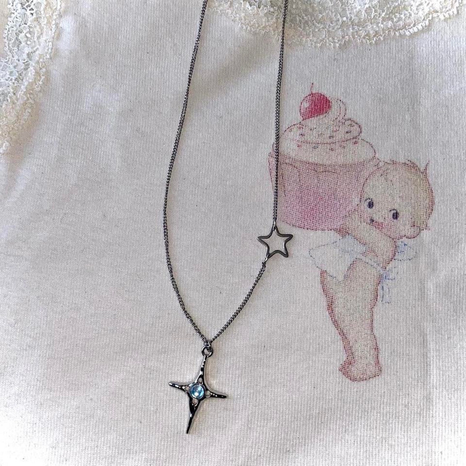 Blue Stone Star Pendant Necklace / Charm Necklace / Grunge - Etsy