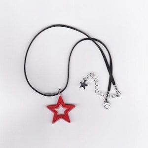Lampwork Red Star Pendant Necklace on Leather Cord - Etsy