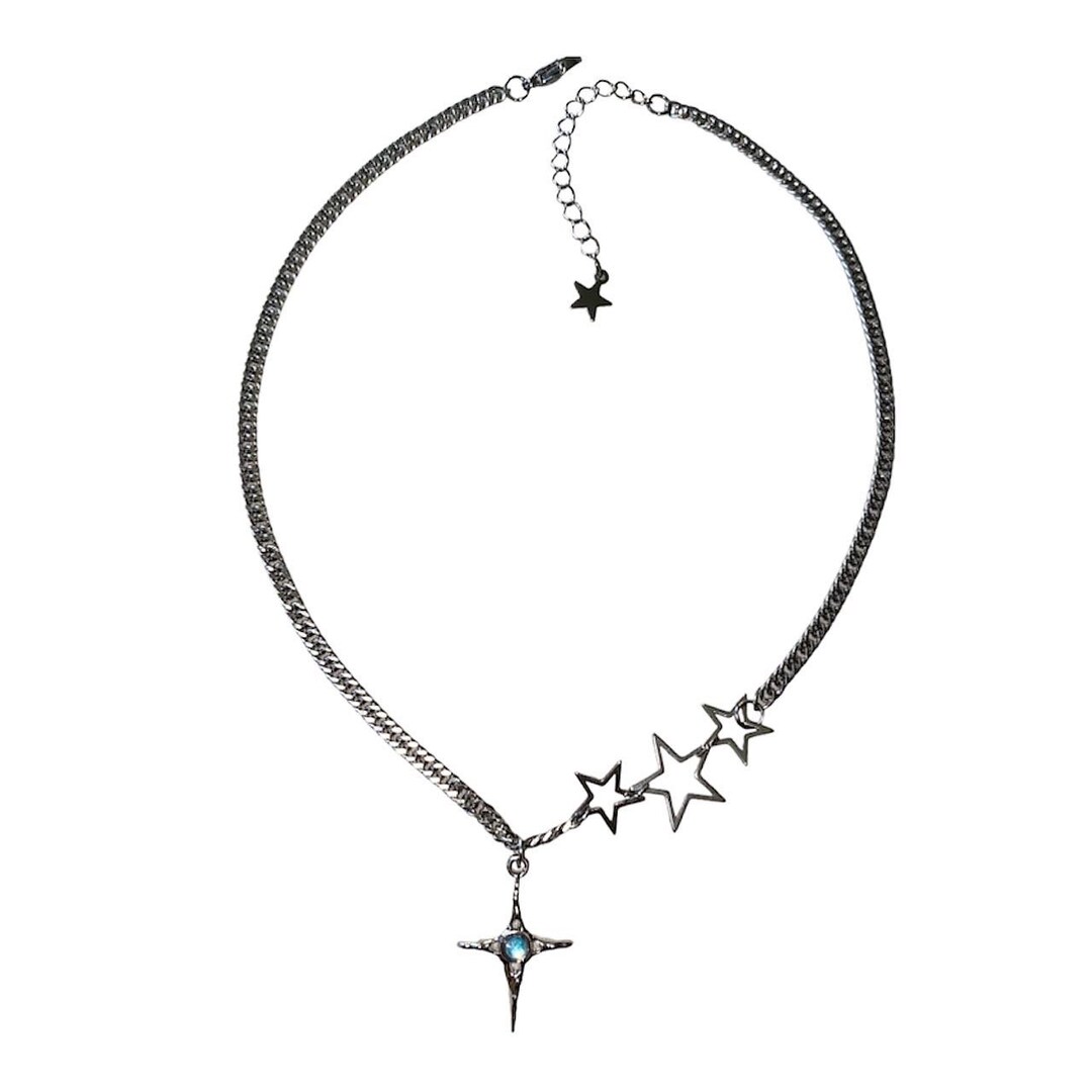 Charm Necklace With Rhinestone Pendant and Stars / Cyber, Futuristic ...