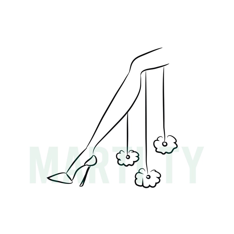 Fashion Leg High Heels, Print for T-shirt, Black Lineart Design ...