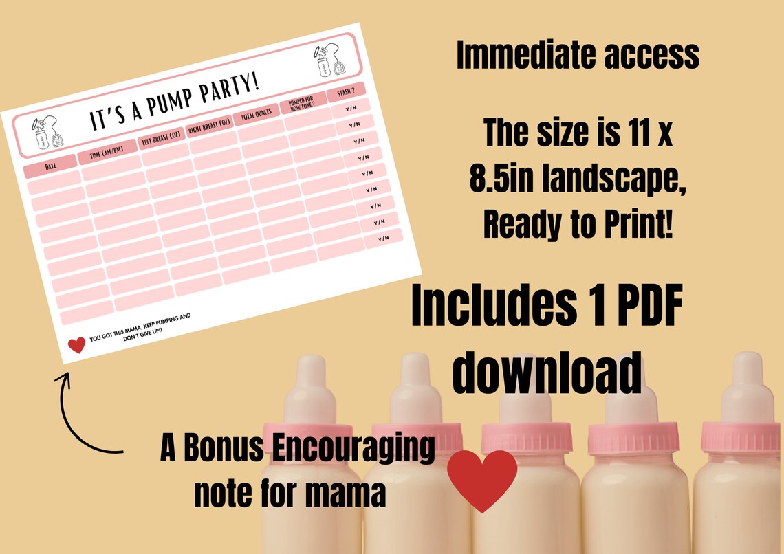 Exclusive Pumping Log, Printable Log, Breast Milk Tracker, Pump Log ...