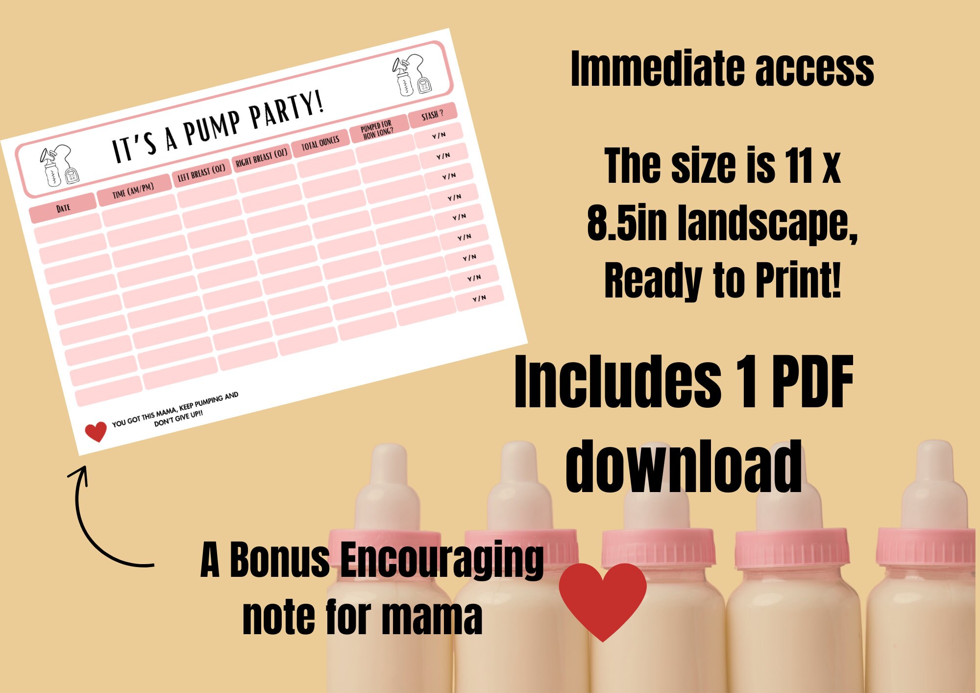 Exclusive Pumping Log, Printable Log, Breast Milk Tracker, Pump Log ...