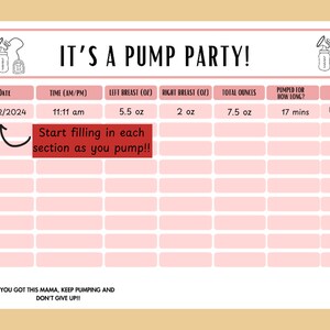Exclusive Pumping Log, Printable Log, Breast Milk Tracker, Pump Log ...