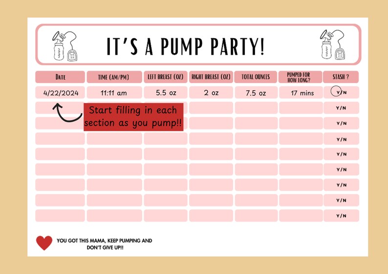Exclusive Pumping Log, Printable Log, Breast Milk Tracker, Pump Log ...