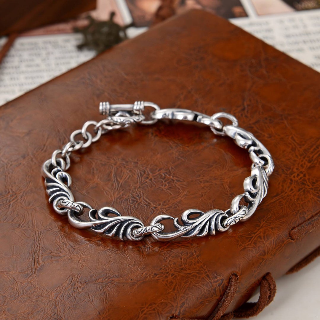 Viking Style Silver Bracelet, Boho Hippie Bracelet, 925 Sterling Silver Bracelet, Handmade ...