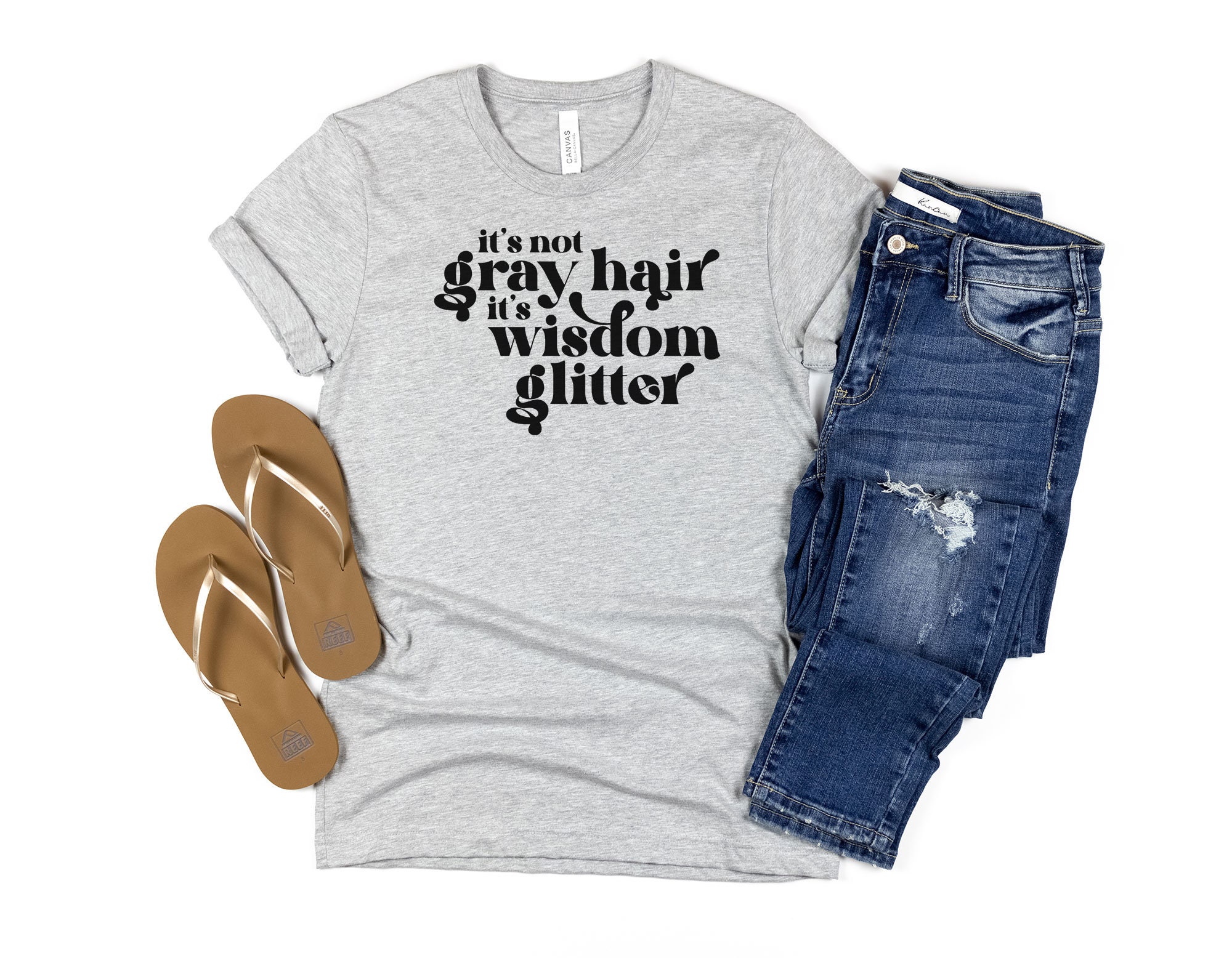 It's Not Gray Hair It's Wisdom Glitter T-shirt for Women With Gray Hair ...