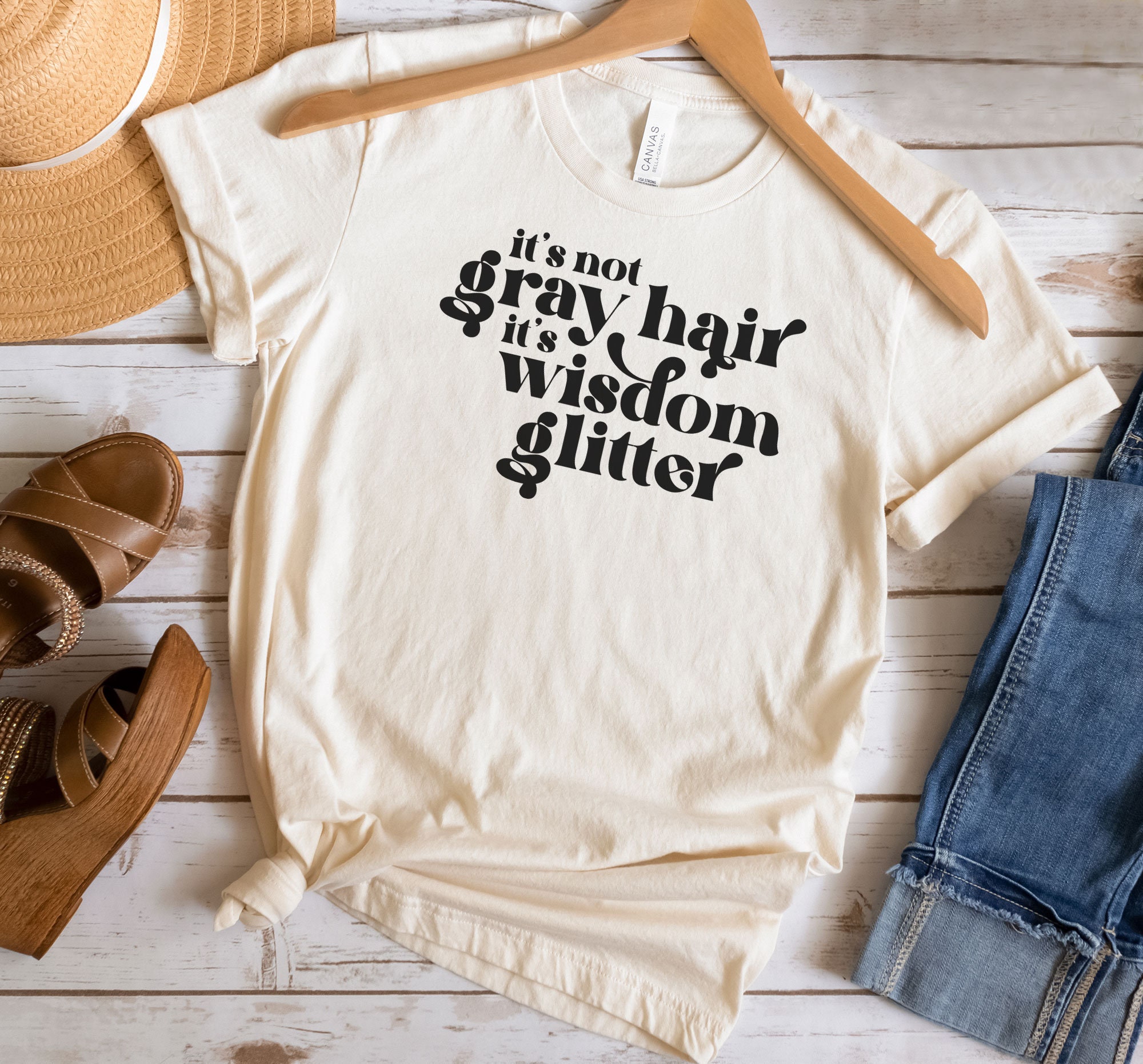 It's Not Gray Hair It's Wisdom Glitter T-shirt for Women With Gray Hair ...
