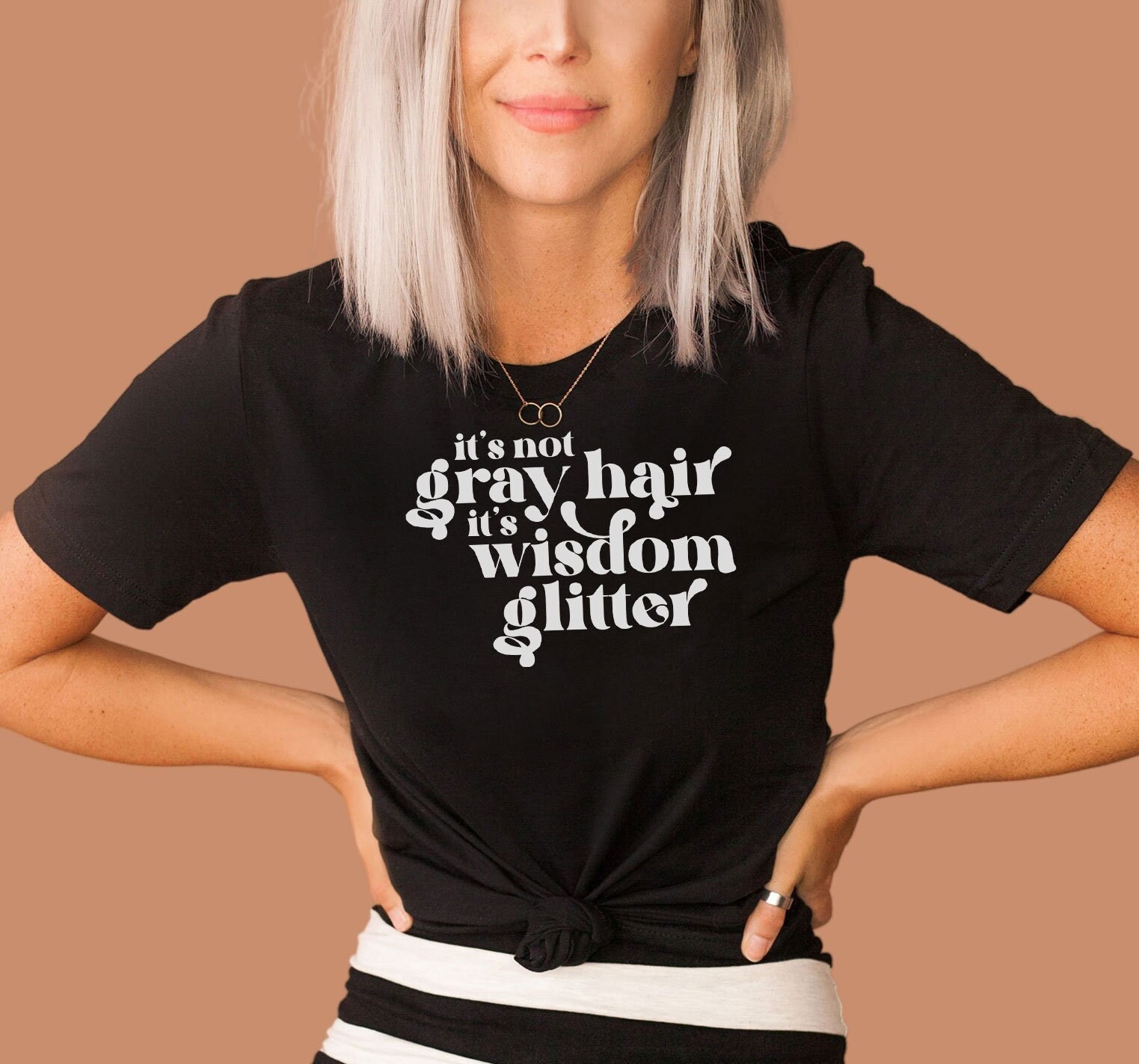 It's Not Gray Hair It's Wisdom Glitter T-shirt for Women With Gray Hair ...