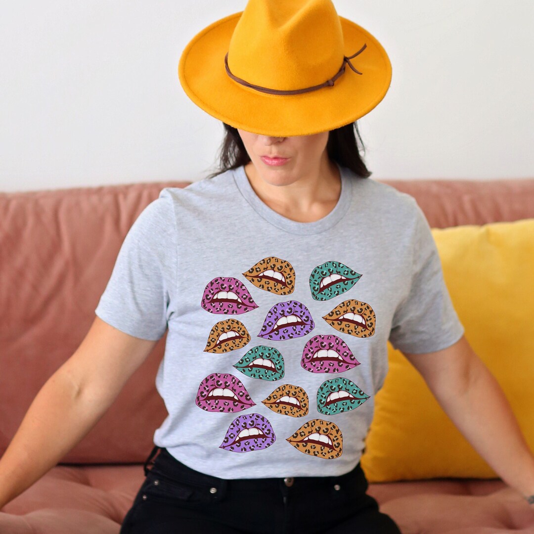 Leopard Print Biting Lips T-shirt Biting Lips Leopard - Etsy
