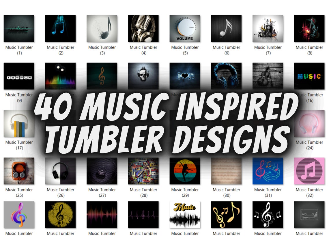 40 Music Inspired Simplistic Tumbler Wrap Designs - Pngs for ...