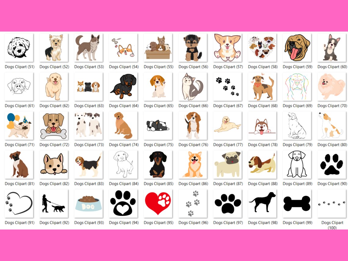 100 Dogs Clipart Bundle Pngs With Transparent Backgrounds Dog / Dogs ...