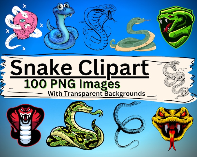 10 Snakes Clipart Bundle, PNG & JPG, Printable Patchwork Snake ...