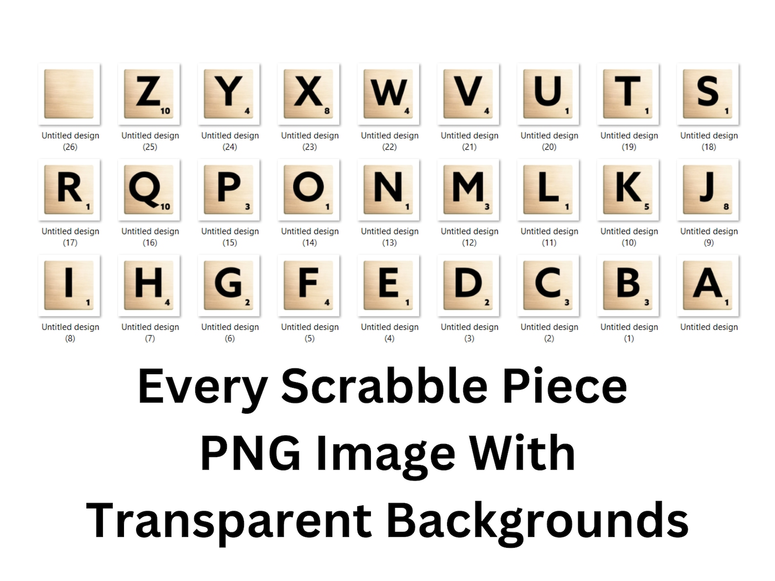 Every Scrabble Piece - All Letters + Blank - PNG Images With ...