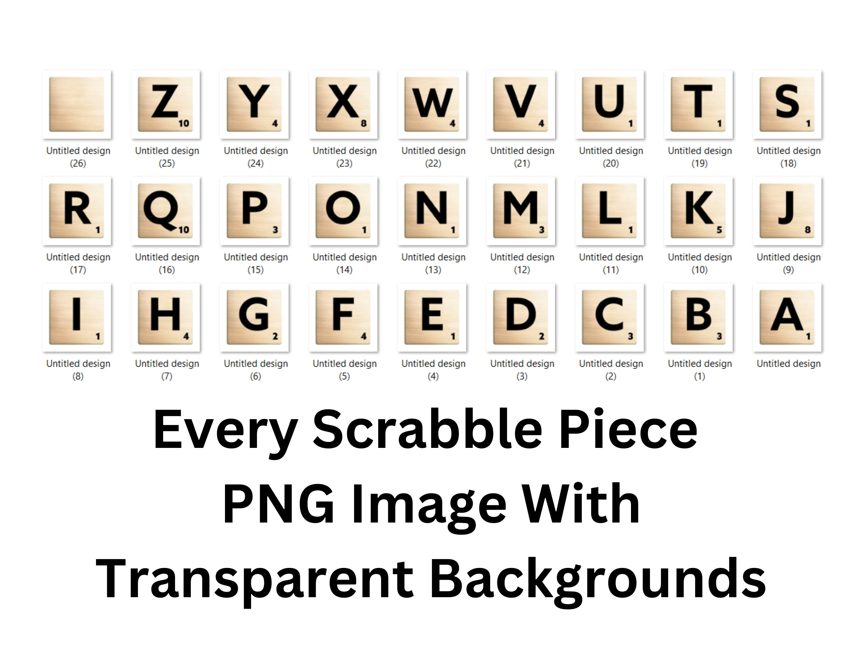 Every Scrabble Piece - All Letters + Blank - PNG Images With ...