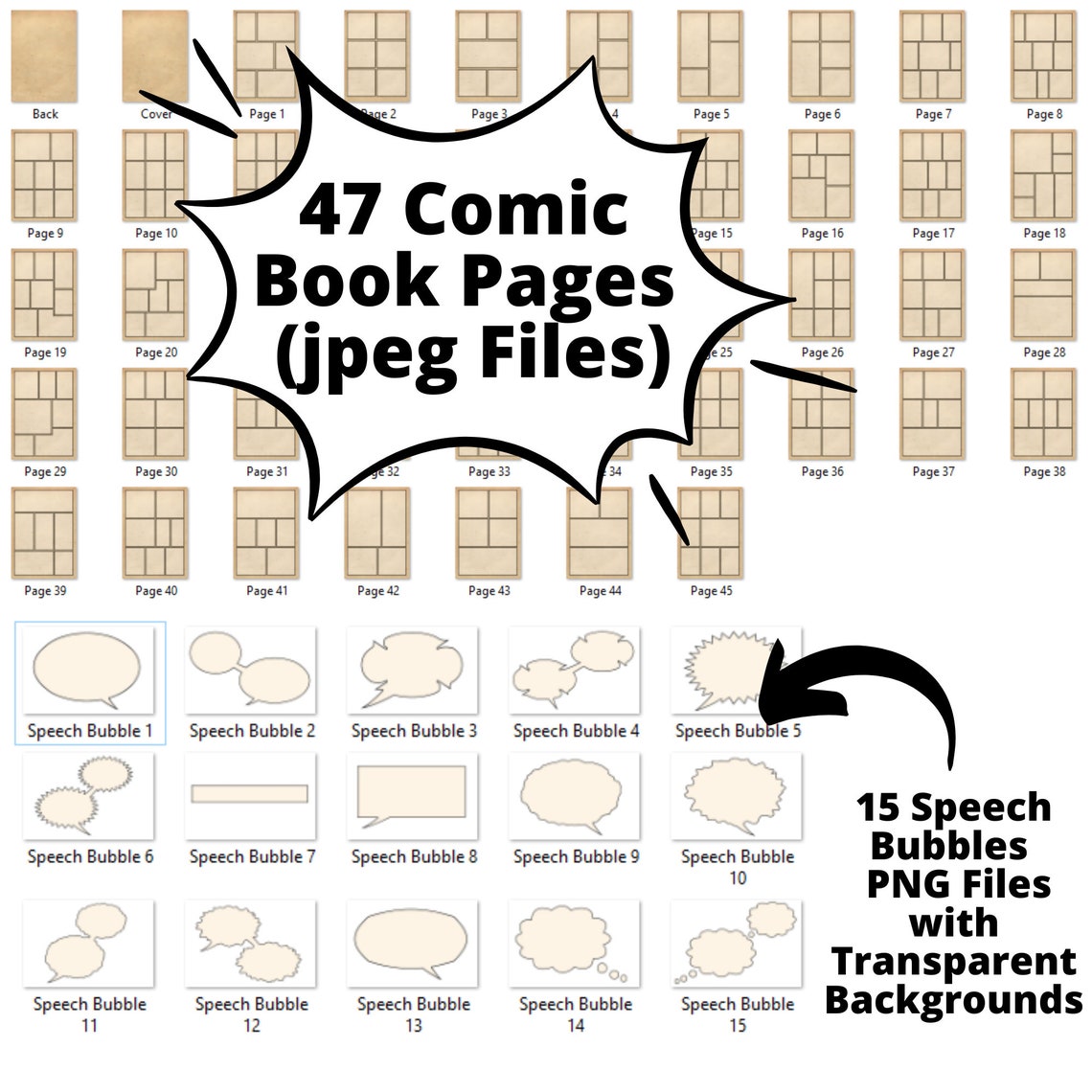 Make Your Own Comics - Comic Book DIY Kit - Elements - Bubbles ...