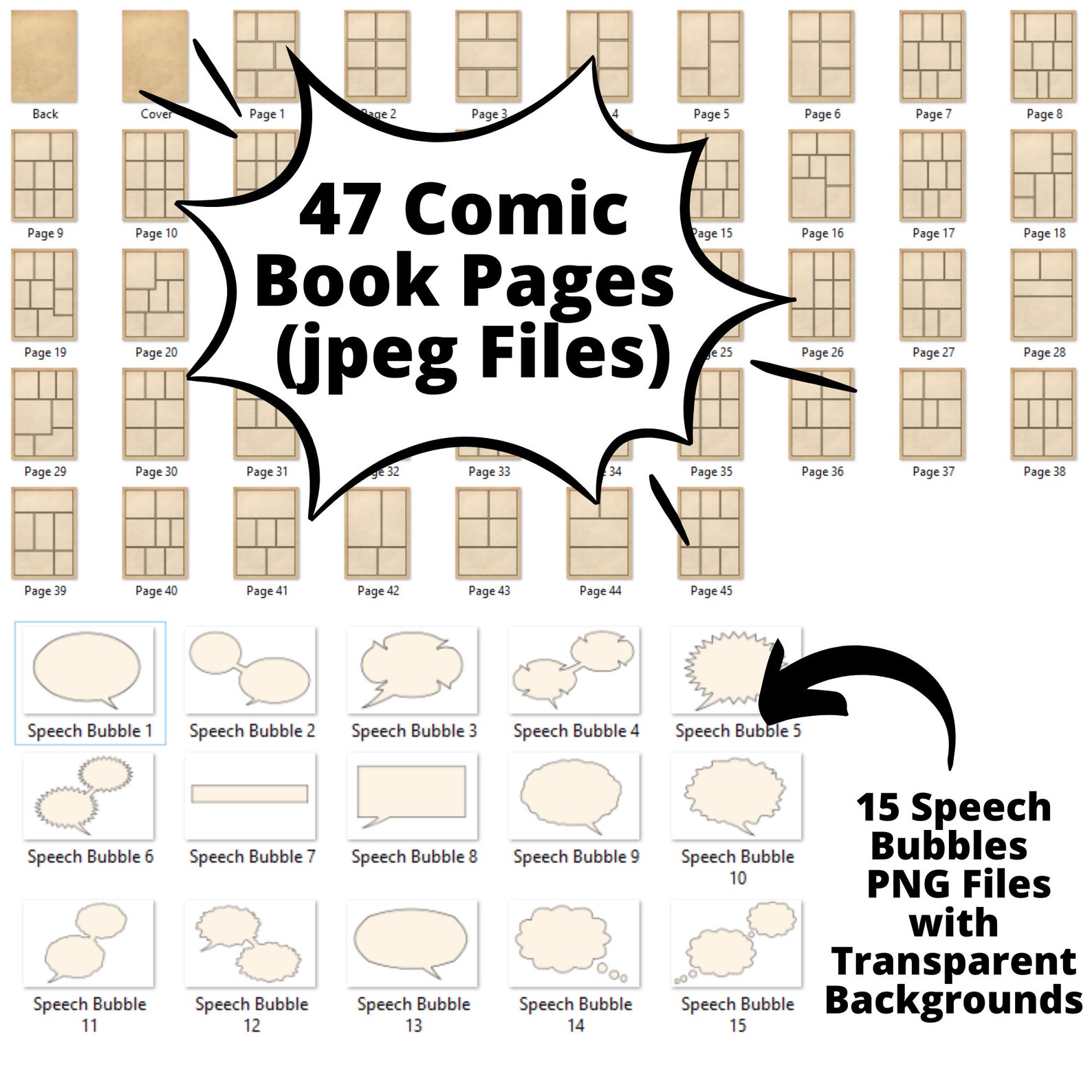 Make Your Own Comics - Comic Book DIY Kit - Elements - Bubbles ...