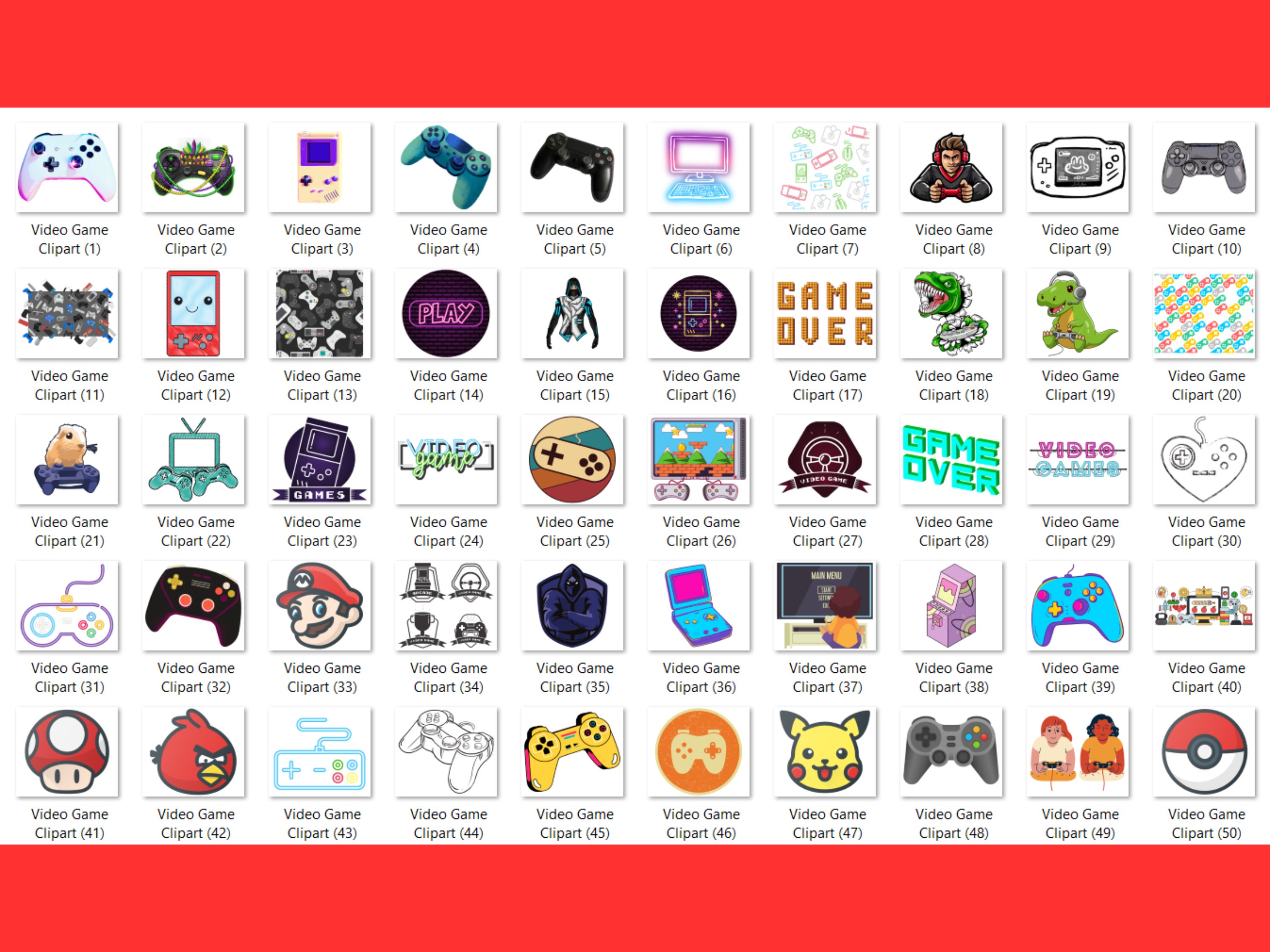 150 Video Game Clipart Bundle - With Free Bonuses - PNG Images With Transparent Backgrounds ...