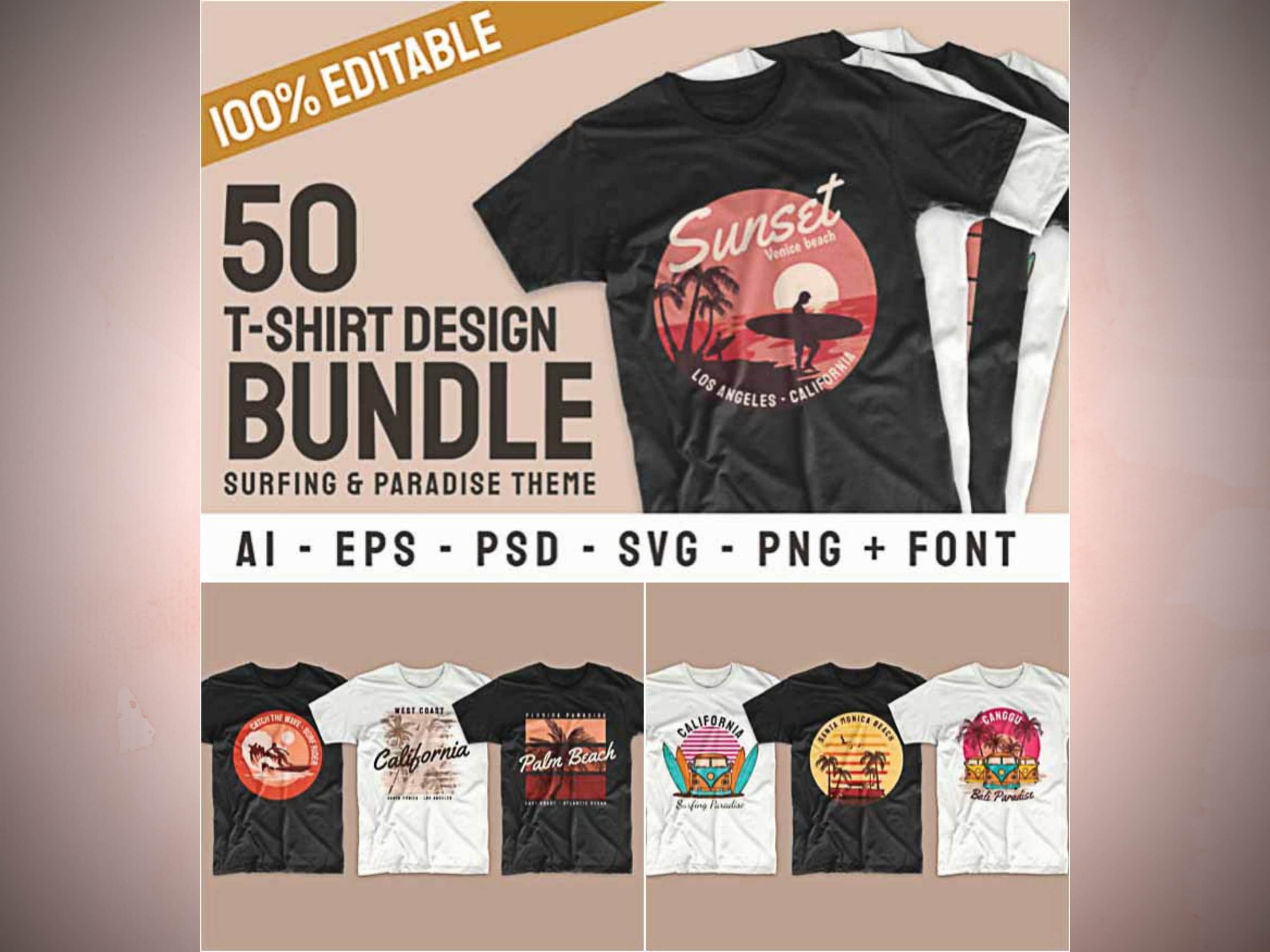 50 Surfing T-shirt Designs - Svgs - Pngs With Transparent Backgrounds ...