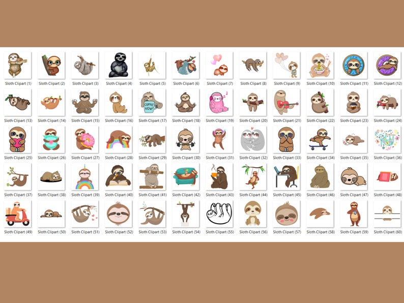 60 Sloth Clipart Bundle - PNG Images With Transparent Backgrounds ...