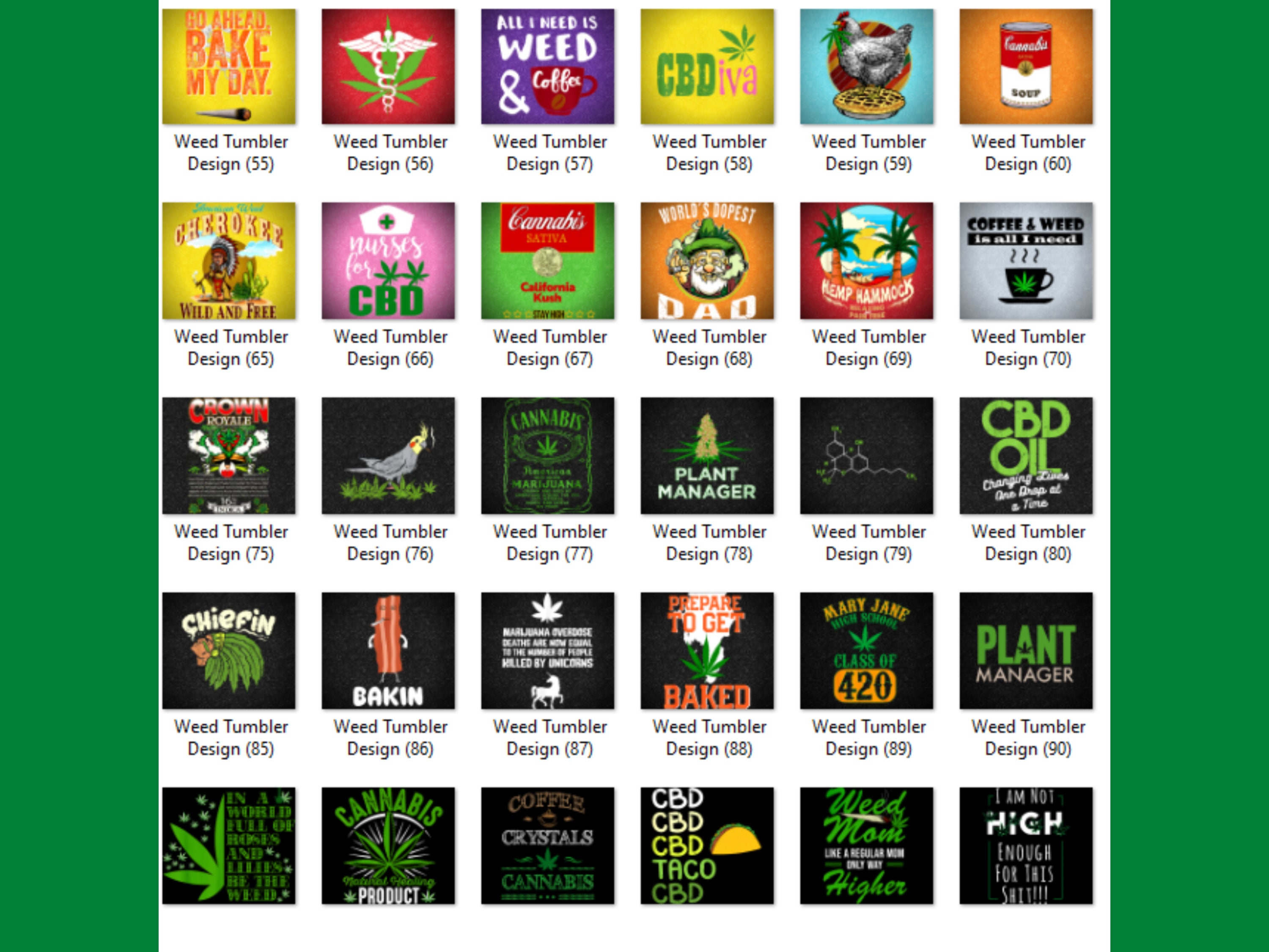 100 Weed Tumbler Wrap Designs. Vol. 2 Cannabis Pngs Marijuana Tumbler ...