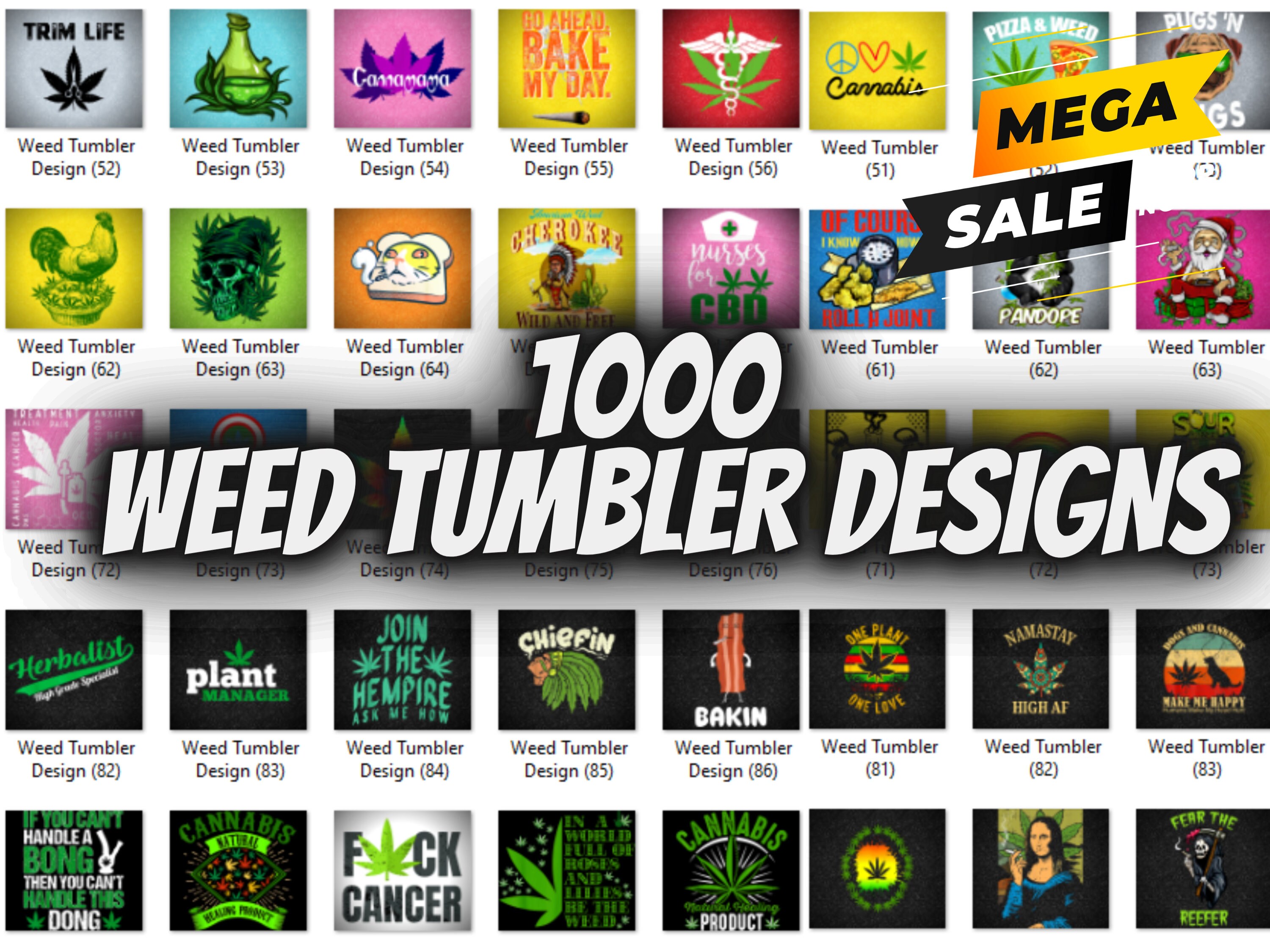 1000 Weed / 420 Tumbler Designs PNG Images for Sublimation Printing ...