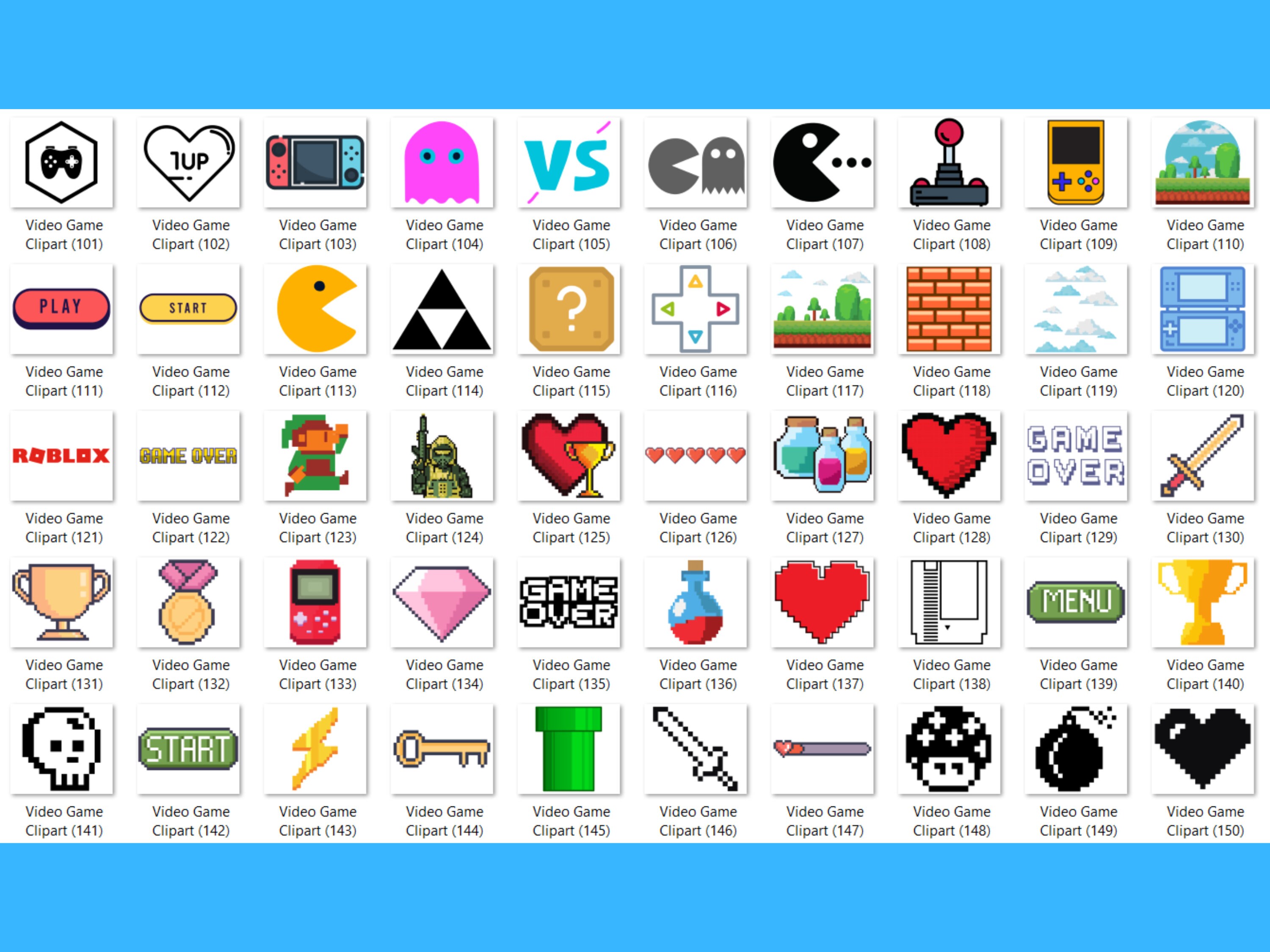150 Video Game Clipart Bundle - With Free Bonuses - PNG Images With Transparent Backgrounds ...