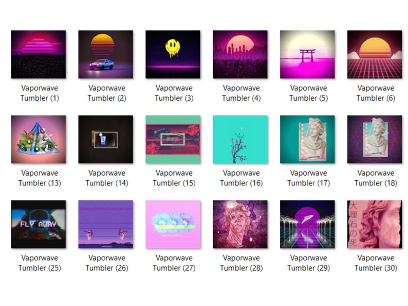 36 Vaporwave Tumbler Designs - PNG Images for Sublimation Printing ...