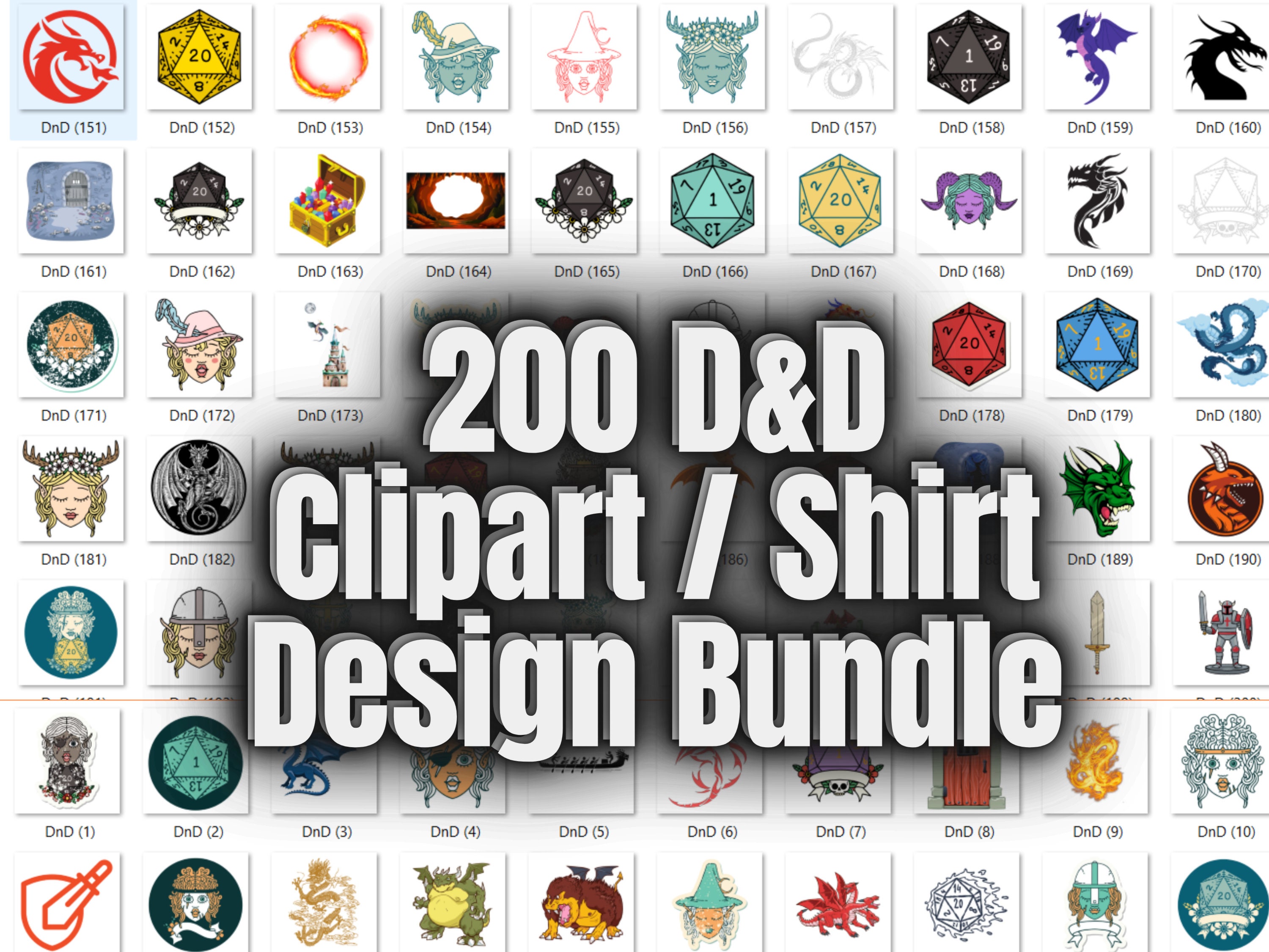 200+ Dungeons and Dragons Clipart / T-shirt Designs Bundle - PNG Images ...